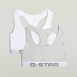 G-Star Raw Bralette G-STAR "DOLOMITE, RACERBACK BRALETTE", Damen, Gr. M, N-Gr, light grau marl, hellwei&szlig;, Jersey, Obermaterial: 95% Baumwolle, 5% Elasthan, unifarben, slim fit, BHs Bralette, mit Logobund, Slim Fit