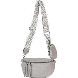 Umh&auml;ngetasche styleBREAKER "2-Teiliges Set Halbmond Crossbody Bag", Damen, Gr. B/H/T: 24cm x 15cm x 8,5cm Einheitsgr&ouml;&szlig;e, hellgrau, 100% Polyurethan PU. Futter: 100% Polyester PES., unifarben, Taschen Umh&auml;ngetasche