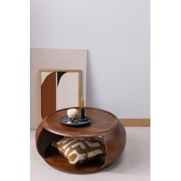 Couchtisch Woood "Cole mit Massivmangoholz und Aussparung B 72 x T 72 x H 36 cm", braun, B:72cm H:36cm T:72cm, Tische, Couchtisch, Organische Formgebung, Tragkraft 11,3 kg, f&uuml;r den Innenbereich