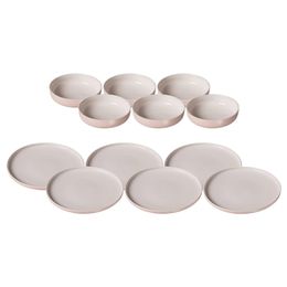 Ritzenhoff & Breker Geschirr-Set RITZENHOFF & BREKER "Teller und Schalenset Jasper 12er Set", rosa, 12, Keramik, Geschirr-Sets, Geschirr-Set, Sp&uuml;lmaschinengeeignet