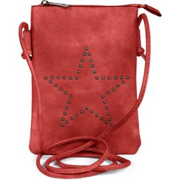 Mini Bag styleBREAKER "Mini Umh&auml;ngetasche mit Nieten Stern", Damen, Gr. B/H/T: 14cm x 19cm x 1,2cm Einheitsgr&ouml;&szlig;e, rot, 100% Polyurethan PU. Futter: 100% Polyester PES., unifarben, Taschen