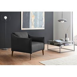 Cocktailsessel W.Schillig "sally Designsessel, zeitlos und bequem, tolle Verarbeitungsdetails", schwarz (schwarz z59), B:84cm H:78cm T:84cm, Longlife Xtra-Leder Z59: Glattleder mit modischer Pr&auml;gung. Hautst&auml;rke 0, 9 - 1, 1 mm., Sessel, Cocktailsessel, mit Metall-Winkelf&uuml;&szlig;en in Bronze pulverbeschichtet
