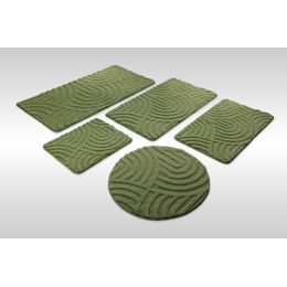Badematte Wecon Home "Fiete", reseda gr&uuml;n, H:25mm, Oberfl&auml;che: 100% Polyester, Badematten, Badematte, Badteppich, Hoch-Tief-Effekt, weich, rutschhemmend, waschbar, getuftet