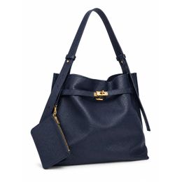 Schultertasche "Roma", Damen, Gr. B/H/T: 38cm x 30cm x 8cm onesize, blau, Leder, Collezione Alessandro, Taschen Schultertasche, aus softem Leder, Made in Italy