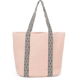 Strandtasche styleBREAKER "Papierstroh Strandtasche Azteken Muster", Damen, Gr. B/H/T: 50cm x 37cm x 13cm Einheitsgr&ouml;&szlig;e, altrose, 100% Papierstroh PAS. Futter: 100% Polyester PES., gemustert, Taschen Strandtasche