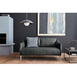 2-Sitzer W.Schillig "sally Designsofa, Loungesofa, bequem, schmale Armlehnen, Breite 154cm", grau (graphit z59), B:154cm H:78cm T:84cm, Longlife Xtra-Leder Z59: Glattleder mit modischer Pr&auml;gung. Hautst&auml;rke 0, 9 - 1, 1 mm., Sofas, mit Metall-Winkelf&uuml;&szlig;en in Silber matt, Breite 154 cm