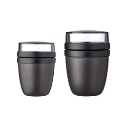 Lunchbox Mepal "Lunchpot mini + regular Ellipse 2er Set", schwarz (nordic schwarz), B:2cm H:2cm L:2cm, Kunststoff, Lebensmittelaufbewahrungsbeh&auml;lter, Lunchbox, Sp&uuml;lmaschinengeeignet, Mikrowellenfest