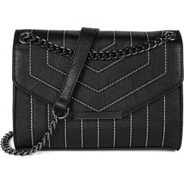 Umh&auml;ngetasche styleBREAKER "Umh&auml;ngetasche mit farblich abgesetzten Ziern&auml;hten", Damen, Gr. B/H/T: 22cm x 15cm x 8,5cm Einheitsgr&ouml;&szlig;e, schwarz, 100% Polyurethan PU. Futter: 100% Polyester PES., unifarben, Taschen Umh&auml;ngetasche