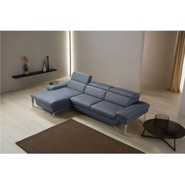 Ecksofa Egoitaliano "Princess, elegantes Designsofa mit erstklassigem Sitzkomfort, L-Form", grau (smoke), B:282cm H:95cm T:168cm, Leder &raquo;BULL&laquo; (echtes Rindsleder). Geschliffenes, pigmentiertes und behandeltes Rindsleder mit einer Dicke von 1, 3-1, 5 mm. Dieses Leder zeigt eine ziemlich weiche Hand mit einem halb undurchsichtigen Aussehen. Es handelt sich um ein gesch&uuml;tztes Leder. Eine leichte Deck