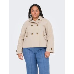 Kurzjacke Only CARMAKOMA "CARAPRIL LIFE SHORT TRENCHCOAT OTW NOOS", Damen, Gr. M, braun (oxford tan), Web, Obermaterial: 100% Polyester, unifarben, kurz, Jacken Kurzjacke
