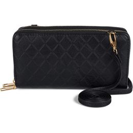 Mini Bag styleBREAKER "2 in 1 Umh&auml;ngetasche - Geldb&ouml;rse Rauten", Damen, Gr. B/H/T: 19cm x 10cm x 4,5cm Einheitsgr&ouml;&szlig;e, schwarz, 100% Polyurethan PU. Futter: 100% Polyester PES., Taschen