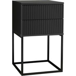 Nachtkommode Schlafkontor "Marle Nachtkonsole, Nachtk&auml;stchen auf Metall-Fu&szlig;gestell", graphit, B:40cm H:65cm T:38,5cm, Melamin, Sideboards, Schubkasten in Rillenoptik auf schwarzem Metallgestell