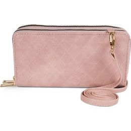 Mini Bag styleBREAKER "2 in 1 Umh&auml;ngetasche - Geldb&ouml;rse Rauten", Damen, Gr. B/H/T: 19cm x 10cm x 4,5cm Einheitsgr&ouml;&szlig;e, rose, 100% Polyurethan PU. Futter: 100% Polyester PES., Taschen