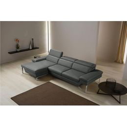 Ecksofa Egoitaliano "Princess, elegantes Designsofa mit erstklassigem Sitzkomfort, L-Form", schwarz, B:282cm H:95cm T:168cm, Leder &raquo;BULL&laquo; (echtes Rindsleder). Geschliffenes, pigmentiertes und behandeltes Rindsleder mit einer Dicke von 1, 3-1, 5 mm. Dieses Leder zeigt eine ziemlich weiche Hand mit einem halb undurchsichtigen Aussehen. Es handelt sich um ein gesch&uuml;tztes Leder. Eine leichte Deckschic