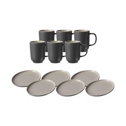 Ritzenhoff & Breker Geschirr-Set RITZENHOFF & BREKER "Kaffeeservice Jasper 12er Set", grau, 12, Keramik, Geschirr-Sets, Geschirr-Set, Sp&uuml;lmaschinengeeignet