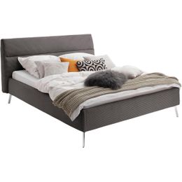 Polsterbett Home Affaire "Elvo, weichgepolstertes Kopfteil, wahweise &Uuml;berl&auml;nge, B: 140-200 cm", schwarz, grau, B:205cm H:104cm L:231cm, 88% Polyester, 12% Polyacryl, Betten, Polsterbett, inkl. 7-fache Einlegetiefenverstellung & saugroboterfreundliche H&ouml;he