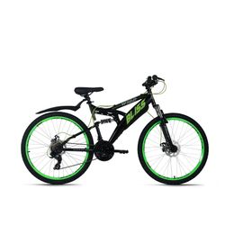 Mountainbike WYLD "WYLD Mountainbike Fully 26'' Bliss schwarz-gr&uuml;n 21 G&auml;nge RH 47 cm" Gr. 47, gr&uuml;n (schwarz, gr&uuml;n, schwarz), Fahrr&auml;der, Herren, 47cm, 26 Zoll (66,04cm) hinten: 26 Zoll (66,04cm)