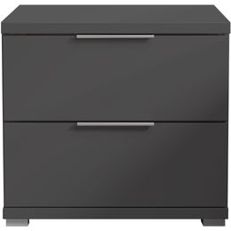 Nachtkommode Schlafkontor "Smilla Nachttisch, Nachtkonsole mit Schubk&auml;sten", schwarz (graphit, griffe silberfarben), B:46cm H:43cm T:42cm, Holzwerkstoff, Sideboards, Nachtkonsole, Korpus melaminbeschichtet, silberfarbige oder schwarze Griffe