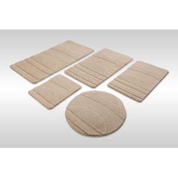 Badematte Wecon Home "Marc", sand beige, H:25mm, Oberfl&auml;che: 100% Polyester, Badematten, Badematte, Badteppich, Hoch-Tief-Linien, weich, rutschhemmend, waschbar, getuftet
