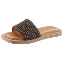 Marc O'Polo Pantolette MARC O'POLO "Agda", Damen, Gr. 39, dunkelbraun, Textil, Flechtoptik, Schuhe Pantolette, Sommerschuh, Strandschuh, Urlaubsschuh, in Karreeform