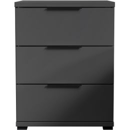 Nachtkommode Schlafkontor "Smilla Nachttisch, Nachtkonsole mit Schubk&auml;sten", schwarz (graphit, griffe schwarz), B:46cm H:61cm T:42cm, Holzwerkstoff, Sideboards, Nachtkonsole, Korpus melaminbeschichtet, silberfarbige oder schwarze Griffe