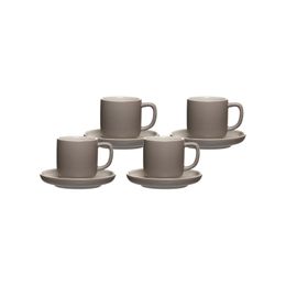 Ritzenhoff & Breker Tasse RITZENHOFF & BREKER "Espressotassen mit Untertassen Jasper 100 ml 4er Set", grau (taupe), B:2cm H:2cm &Oslash;:10,5cm, Keramik, Trinkgef&auml;&szlig;e, Tasse, Sp&uuml;lmaschinengeeignet