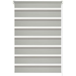 Doppelrollo Gardinia "Easyfix", grau (hellgrau), B:100cm H:150cm, Polyester, Rollos, segmentweise gewebter Stoff