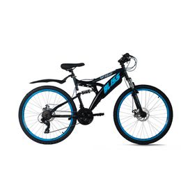 Mountainbike WYLD "WYLD Mountainbike Fully 26'' Bliss schwarz-blau 21 G&auml;nge RH 47 cm" Gr. 47, schwarz, blau, schwarz, Fahrr&auml;der, Herren, 47cm, 26 Zoll (66,04cm) hinten: 26 Zoll (66,04cm)