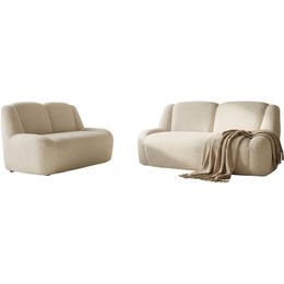 Polstergarnitur DOMO collection "Ryos, 2-Sitzer und 2,5-Sitzer, organische Form", creme, H:82cm T:93cm, 100% Polyester, Sitzm&ouml;bel-Sets, skulpturale Opik, cozy chic