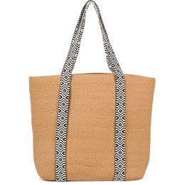 Strandtasche styleBREAKER "Papierstroh Strandtasche Azteken Muster", Damen, Gr. B/H/T: 50cm x 37cm x 13cm Einheitsgr&ouml;&szlig;e, braun, 100% Papierstroh PAS. Futter: 100% Polyester PES., gemustert, Taschen Strandtasche