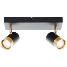 Brilliant Deckenstrahler "Vigolo", sand schwarz, matt goldfarben, 2, H: 15cm, 1 Stk., Leuchten, GU10, 350lm, 3000K, dimmbar, schwarz gold, Deckenstrahler