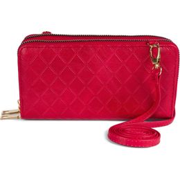 Mini Bag styleBREAKER "2 in 1 Umh&auml;ngetasche - Geldb&ouml;rse Rauten", Damen, Gr. B/H/T: 19cm x 10cm x 4,5cm Einheitsgr&ouml;&szlig;e, rot, 100% Polyurethan PU. Futter: 100% Polyester PES., Taschen
