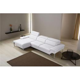 Ecksofa Egoitaliano "Princess, elegantes Designsofa mit erstklassigem Sitzkomfort, L-Form", wei&szlig;, B:282cm H:95cm T:168cm, Leder &raquo;BULL&laquo; (echtes Rindsleder). Geschliffenes, pigmentiertes und behandeltes Rindsleder mit einer Dicke von 1, 3-1, 5 mm. Dieses Leder zeigt eine ziemlich weiche Hand mit einem halb undurchsichtigen Aussehen. Es handelt sich um ein gesch&uuml;tztes Leder. Eine leichte Deckschicht 
