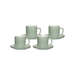 Ritzenhoff & Breker Tasse RITZENHOFF & BREKER "Espressotassen mit Untertassen Jasper 100 ml 4er Set", gr&uuml;n (mint), B:2cm H:2cm &Oslash;:10,5cm, Keramik, Trinkgef&auml;&szlig;e, Tasse, Sp&uuml;lmaschinengeeignet