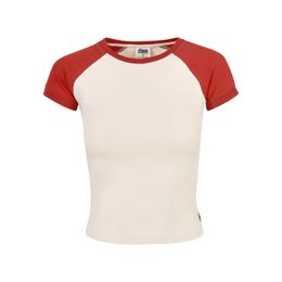 Kurzarmshirt Urban Classics "Urban Classics Damen", Damen, Gr. L, sandwei&szlig;, hugerot, 95% Baumwolle, 5% Elasthan, unifarben, slim fit, Rundhals, Shirts