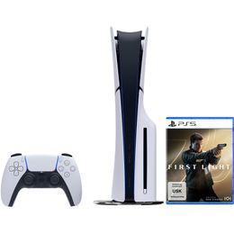 Playstation 5 Konsolen-Set "PS5 Disk Edition (Slim) inkl. 007 First Light", wei&szlig;, schwarz, B:35,8cm H:9,6cm T:21,6cm, Spielekonsolen