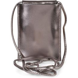 Smartphonetasche styleBREAKER "Handy Umh&auml;ngetasche Metallic", Damen, Gr. B/H/T: 11,5cm x 15cm x 1,2cm Einheitsgr&ouml;&szlig;e, platin metallic, 100% Polyurethan PU. Futter: 100% Polyester PES., gemustert, Taschen