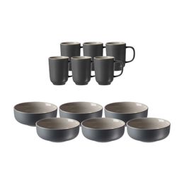 Ritzenhoff & Breker Geschirr-Set RITZENHOFF & BREKER "Brunchset Jasper 12er Set", grau, 12, Keramik, Geschirr-Sets, Geschirr-Set, Sp&uuml;lmaschinengeeignet