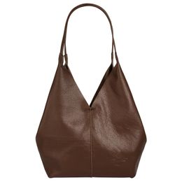 Shopper Samantha Look, Damen, Gr. B/H/T: 31cm x 35cm x 15cm onesize, braun, Leder, leicht gl&auml;nzend, unifarben, Taschen Shopper, echt Leder, Made in Italy