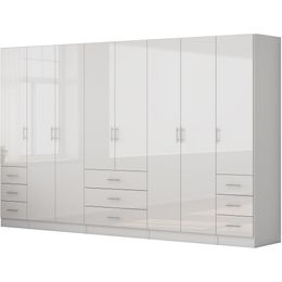 Kleiderschrank OTTO HOME "Trento Schlafzimmerschrank Garderobe hochglanz", wei&szlig;, B:320cm H:200cm T:56cm, FSC-zertifizierter Holzwerkstoff, Schr&auml;nke, Kleiderschrank, Schrank mit 8 T&uuml;ren und 9 Schubladen, hochgl&auml;nzende Fronten