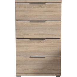 Nachtkommode Schlafkontor "Smilla Nachttisch, Nachtkonsole mit Schubk&auml;sten", beige (eiche sonoma, griffe silberfarben), B:46cm H:79cm T:42cm, Holzwerkstoff, Sideboards, Nachtkonsole, Korpus melaminbeschichtet, silberfarbige oder schwarze Griffe