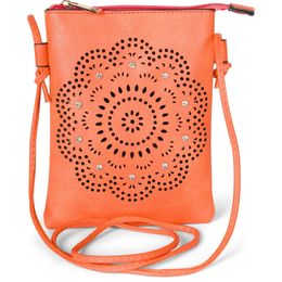 Mini Bag styleBREAKER "Mini Umh&auml;ngetasche Blumen Cutout und Strass", Damen, Gr. B/H/T: 14,5cm x 19,5cm x 2cm Einheitsgr&ouml;&szlig;e, orange, 100% Polyurethan PU. Futter: 100% Polyester PES., gemustert, Taschen