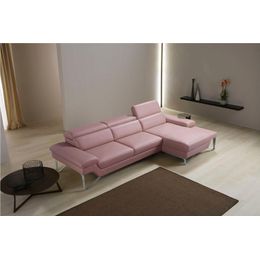 Ecksofa Egoitaliano "Princess, elegantes Designsofa mit erstklassigem Sitzkomfort, L-Form", rosa (altrosa), B:282cm H:95cm T:168cm, Leder NUVOLE (Echtes Rindsleder). Halbnat&uuml;rliches, halbnarbiges Rindsleder mit einer nat&uuml;rlichen K&ouml;rnung von 1, 2 bis 1, 4 mm. Dieses Leder hat eine weiche, wachsartige Haptik mit mattem Aussehen und einem Wolkeneffekt. Es handelt sich um ein Naturleder, das die urspr