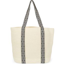 Strandtasche styleBREAKER "Papierstroh Strandtasche Azteken Muster", Damen, Gr. B/H/T: 50cm x 37cm x 13cm Einheitsgr&ouml;&szlig;e, creme, 100% Papierstroh PAS. Futter: 100% Polyester PES., gemustert, Taschen Strandtasche