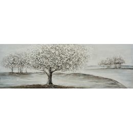&Ouml;lgem&auml;lde B&Ouml;NNINGHOFF "handarbeit B&Auml;UME 40x120 cm &ndash; Wandbild Kunst Deko modern", farbe bild(er): wei&szlig;, grau, schwarz, gold, B:120cm H:40cm T:2cm, Acrylfarbe, Canvas, Holz, Bilder