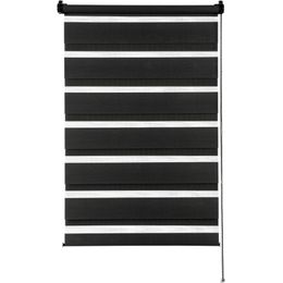 Doppelrollo Gardinia "Easyfix", schwarz, B:120cm H:150cm, Polyester, Rollos, segmentweise gewebter Stoff
