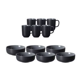 Ritzenhoff & Breker Geschirr-Set RITZENHOFF & BREKER "Brunchset Jasper 12er Set", schwarz, 12, Keramik, Geschirr-Sets, Geschirr-Set, Sp&uuml;lmaschinengeeignet