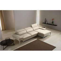 Ecksofa Egoitaliano "Princess, elegantes Designsofa mit erstklassigem Sitzkomfort, L-Form", wei&szlig; (paper), B:282cm H:95cm T:168cm, Leder &raquo;BULL&laquo; (echtes Rindsleder). Geschliffenes, pigmentiertes und behandeltes Rindsleder mit einer Dicke von 1, 3-1, 5 mm. Dieses Leder zeigt eine ziemlich weiche Hand mit einem halb undurchsichtigen Aussehen. Es handelt sich um ein gesch&uuml;tztes Leder. Eine leichte Deck