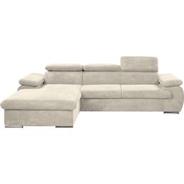 Ecksofa WERK2 "Cosmo", natur, B:282cm H:99cm T:192cm, 90% Polyester, 10% Nylon, Sofas, Ecksofa, Eckcouch mit Schlaffunktion, Bettkasten & verstellbaren Kopfteilen