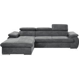 Ecksofa WERK2 "Cosmo", anthrazit, B:282cm H:99cm T:192cm, 90% Polyester, 10% Nylon, Sofas, Ecksofa, Eckcouch mit Schlaffunktion, Bettkasten & verstellbaren Kopfteilen